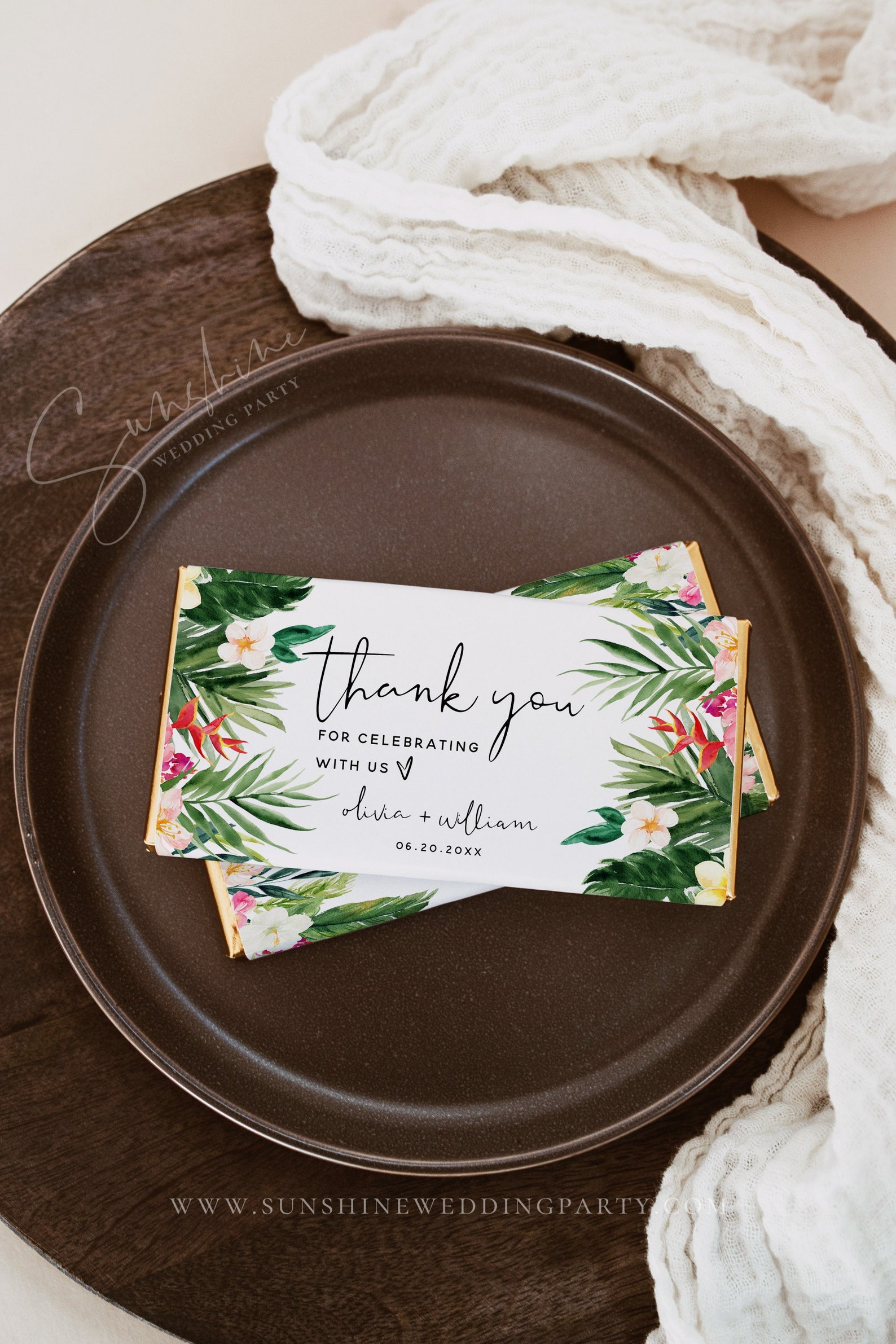 Hawaiian Tropical Chocolate Bar Wrapper Template for Wedding - Etsy