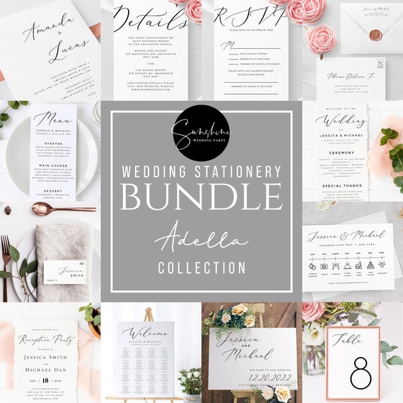Wedding Bundle Templates Modern Minimalist Wedding Stationery - Etsy