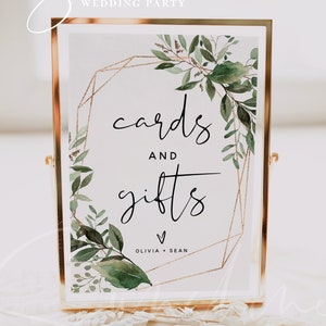 Greenery Cards and Gifts Signs Template, Wedding Cards and Gifts Signs ...