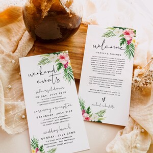 Hawaiian Tropical Welcome Letter Itinerary Template, Beach Wedding ...