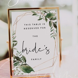Wedding Reserved Table Sign Template, Greenery Reserved Sign Template ...
