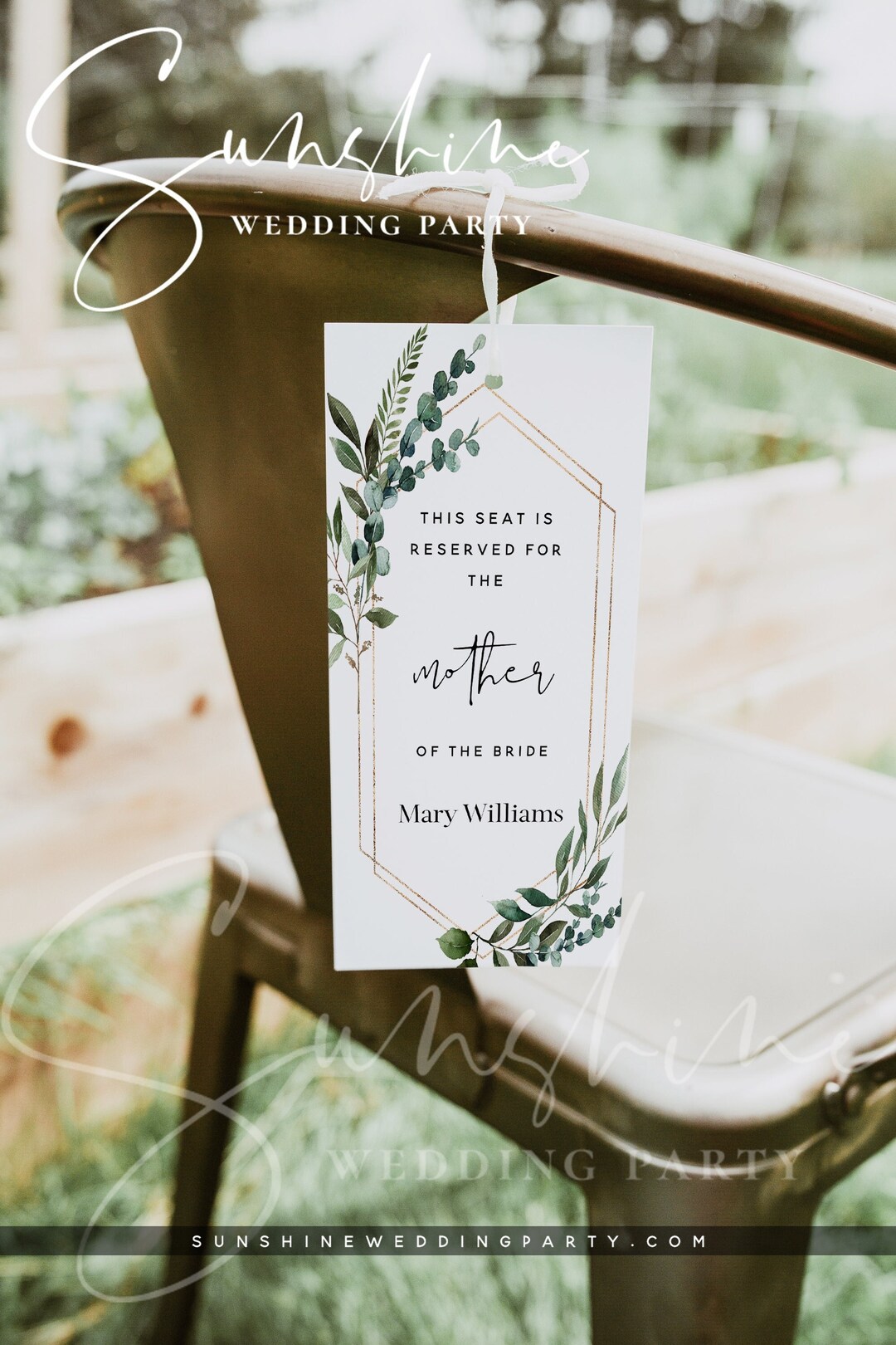 Greenery Wedding Reserved Seating Tag, Reserved Seating Template ...