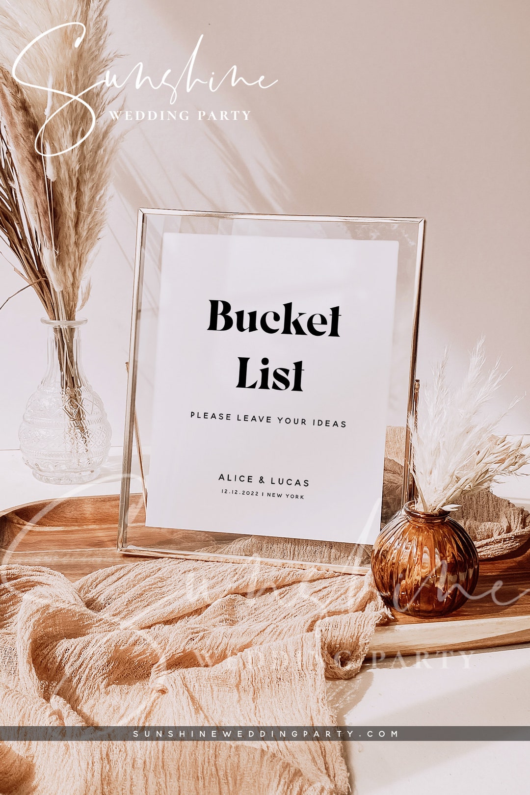 Bucket List Sign Template, Wedding Signs, Printable Bucket List Sign ...