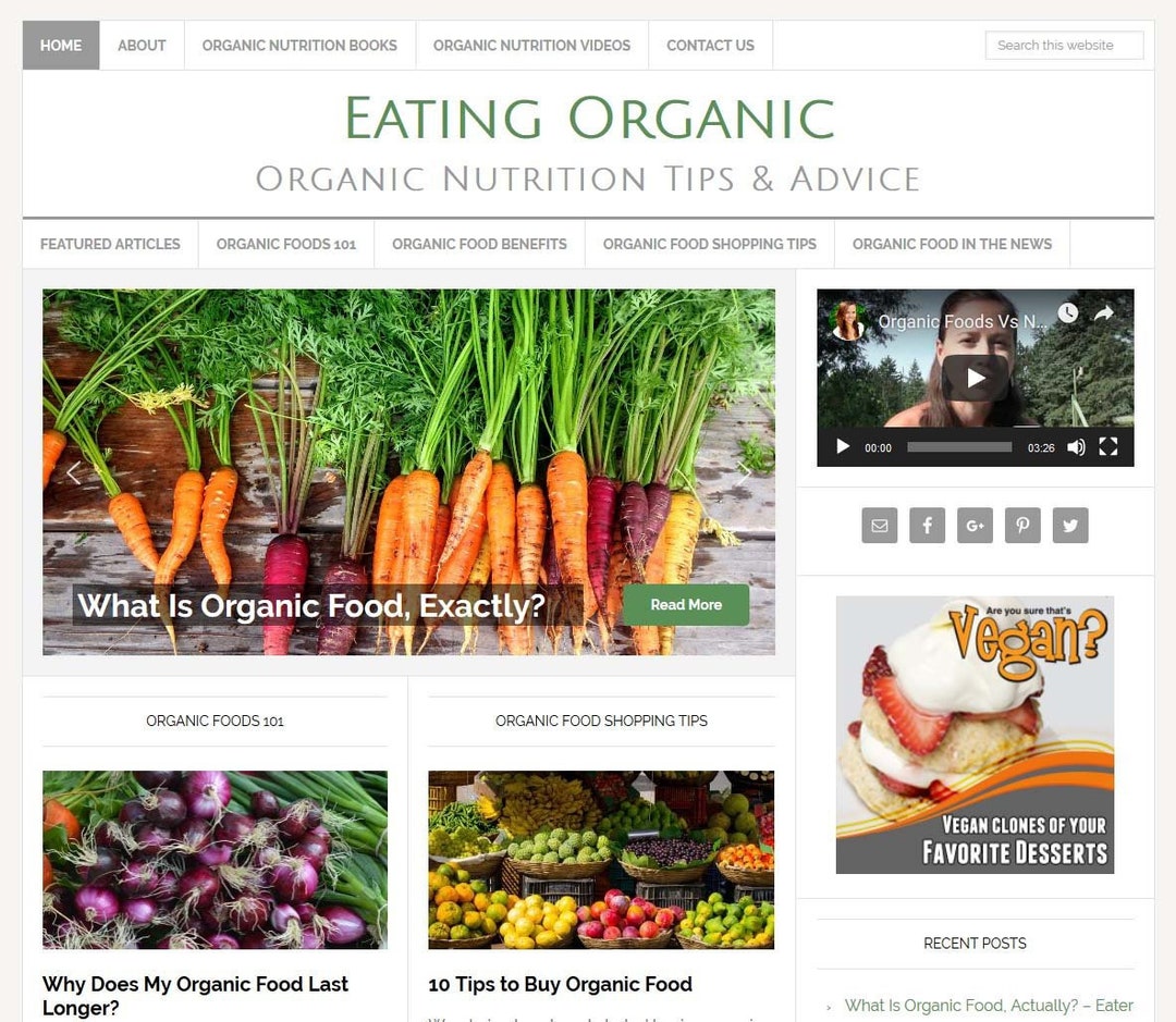 Organic Foods Wordpress Website Template: Premade Blog Design (digital ...