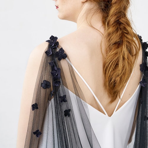 Custom Color Wedding Cape Bridal Cape With Flowers SABINE - Etsy