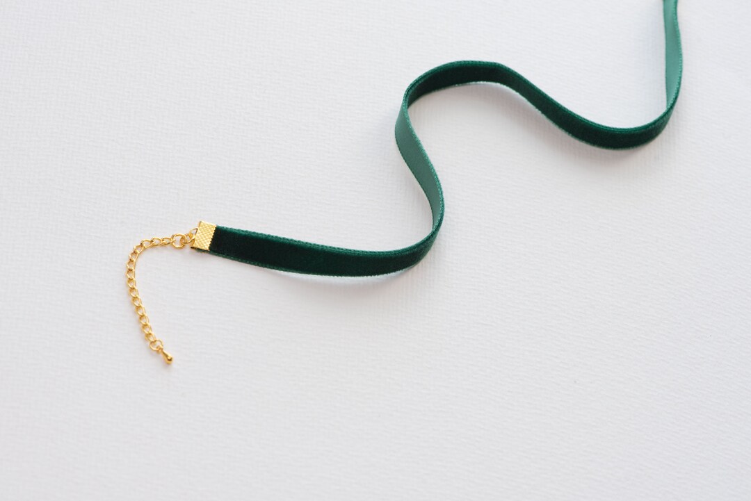 Velvet Choker Emerald Green, Thin Velvet Choker Necklace, Gift for ...