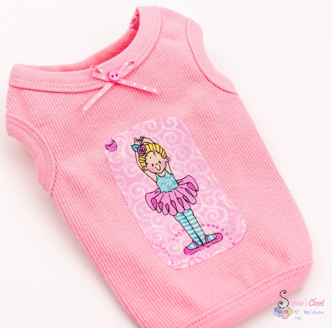 Ballerina Pink Dog Tank: Cotton Pet Singlet With Applique - Etsy