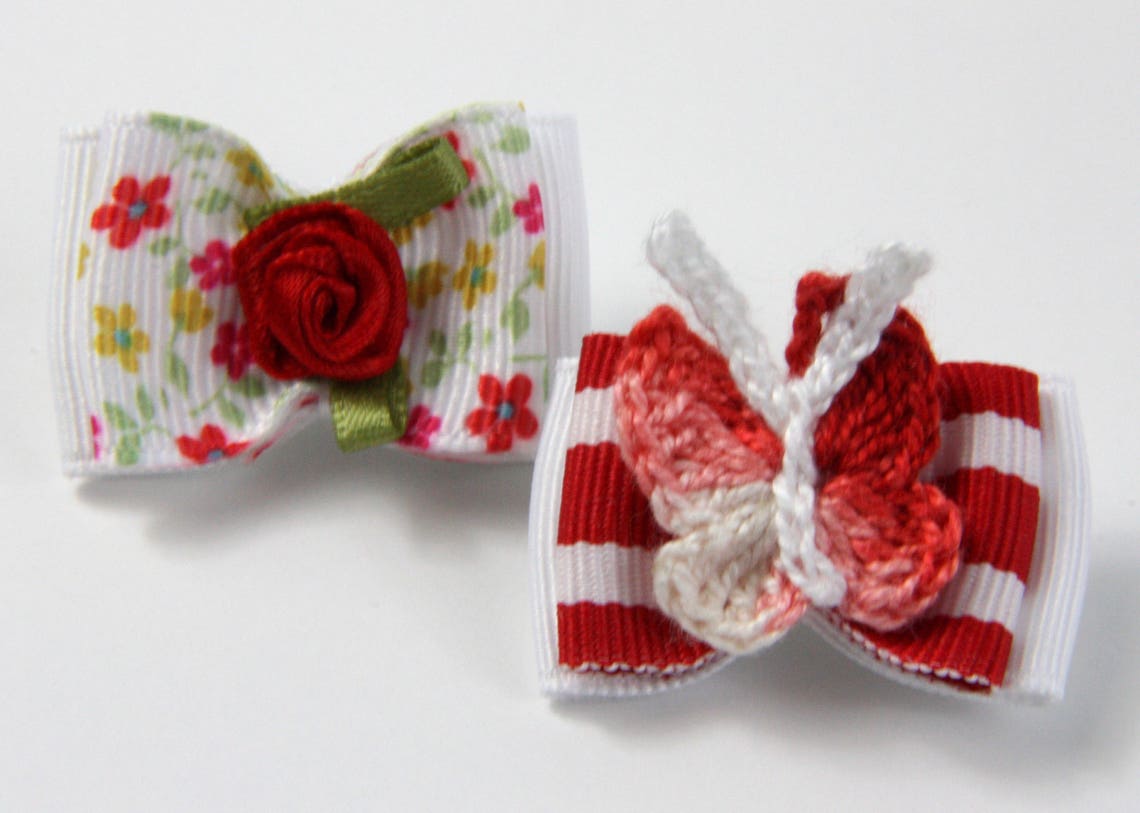 Red Hair Bows Infant Bows Kids Bows Hair Pieces Pet Flower | Etsy