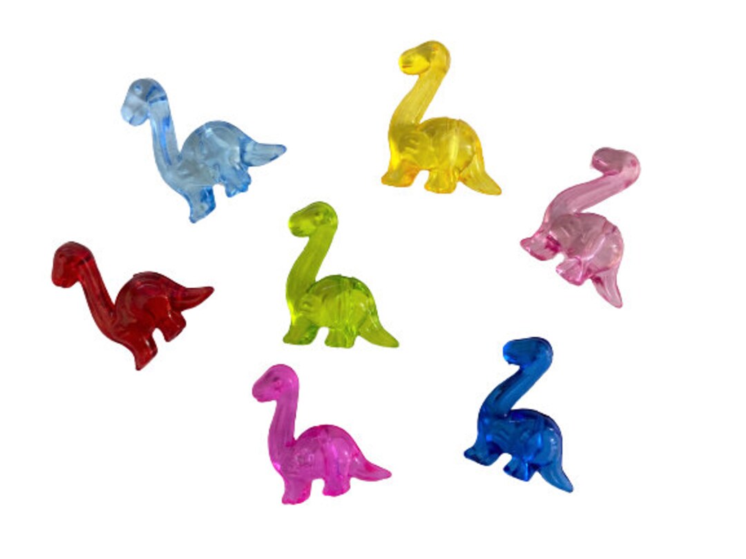 Pack of 7 Translucent Dinosaur Beads, Multicolor, Dinosaur Shaped Beads ...