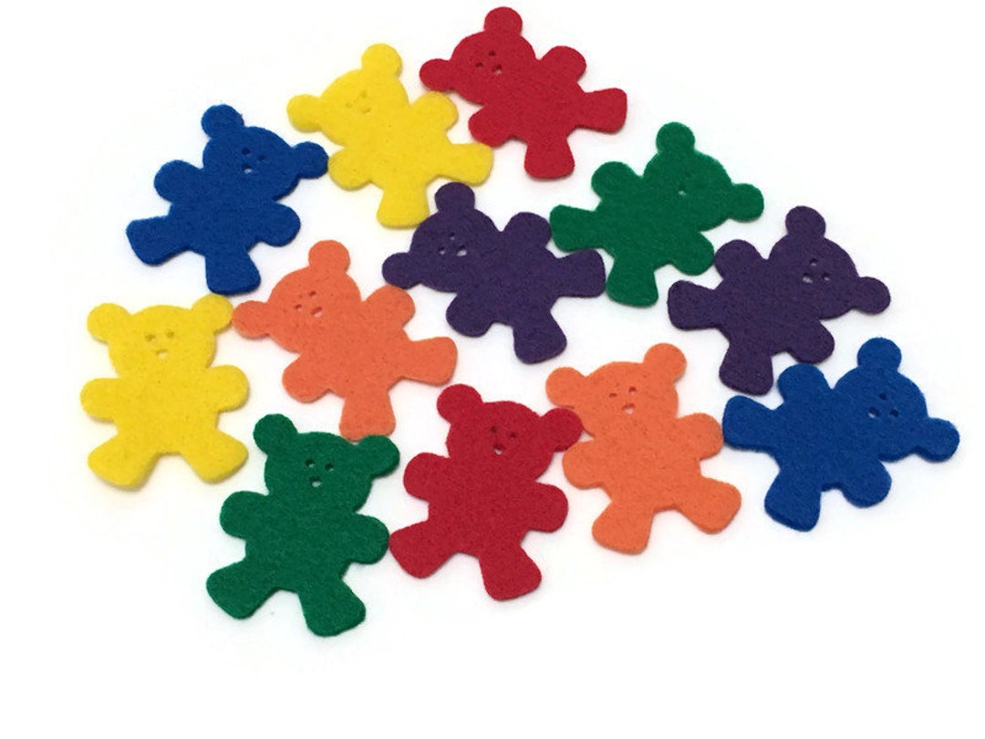 Felt Teddy Bears Counters, 1.5 Inches, Rainbow Bears, Color Recognition ...
