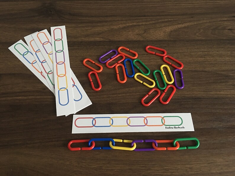 Math Pattern Cards With Linking Chains Printable Activities | Etsy