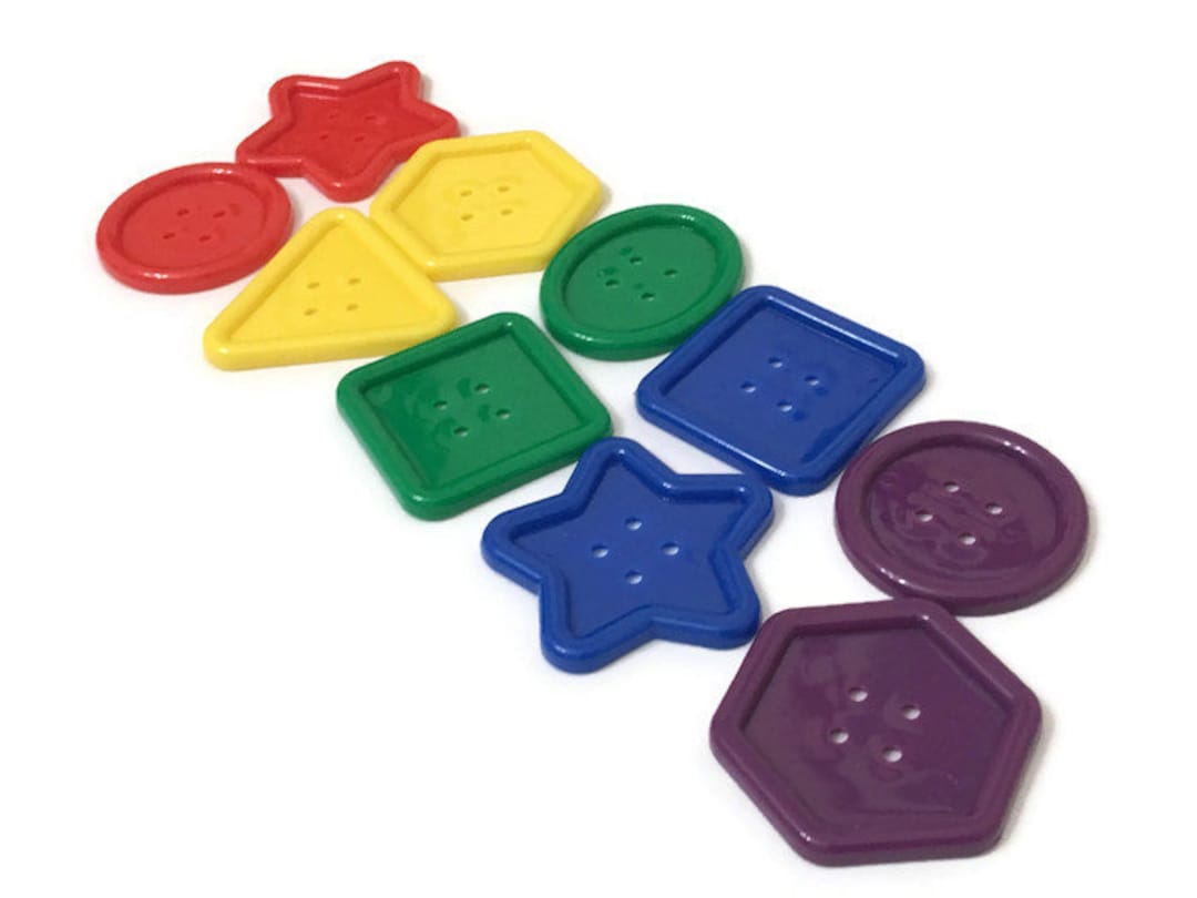 Pack of 10 Jumbo Buttons for Preschool, Shaped Buttons for Educational ...