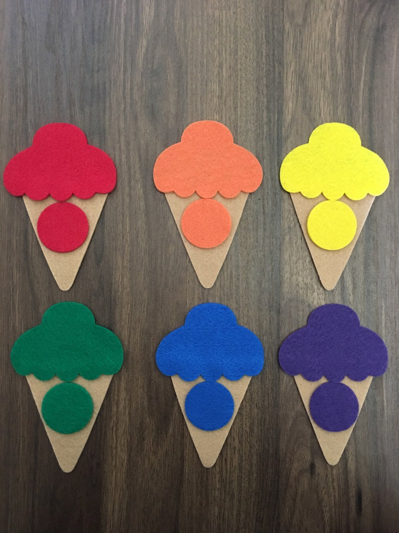 Ice Cream Color Matching Game Felt Board Activity Montessori | Etsy