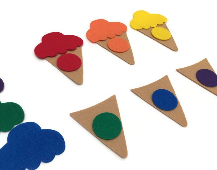 Ice Cream Color Matching Game Felt Board Activity Montessori | Etsy