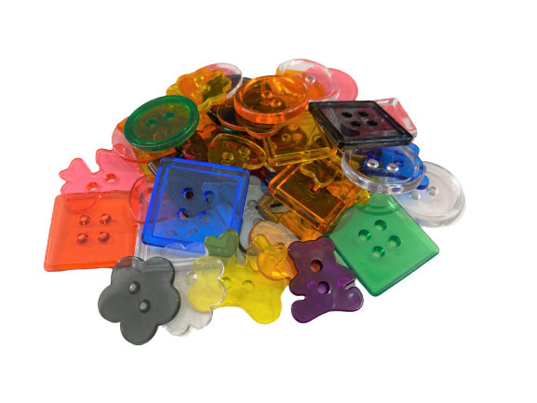 Mixed Translucent Buttons, Assortment of Multicolor Transparent Shaped ...