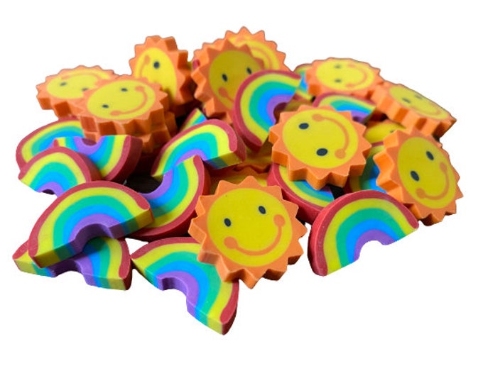 Mini Rainbow Sun Erasers for Kids, Classroom Reward Erasers, Party ...