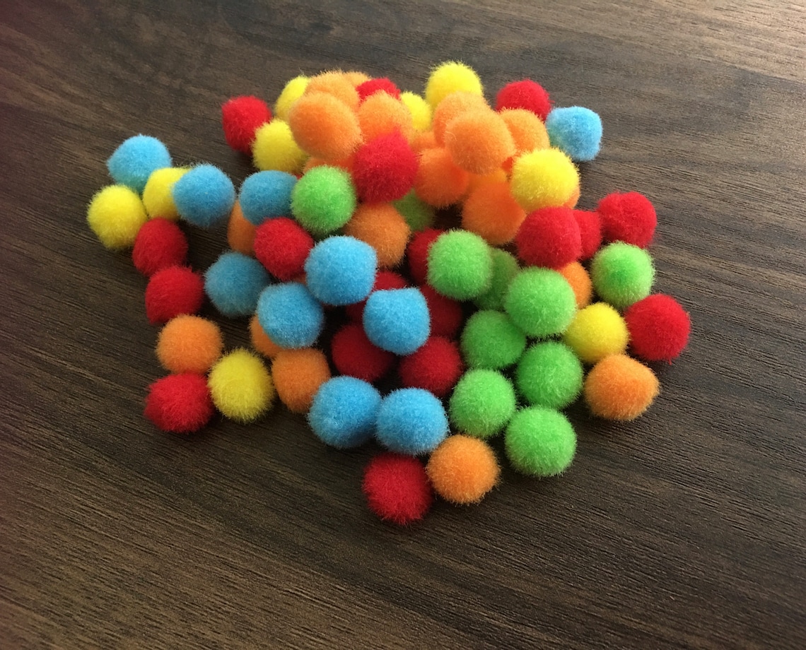 Pack of 75 Mini Pom Poms 1 Cm Colorful Pompoms for DIY - Etsy