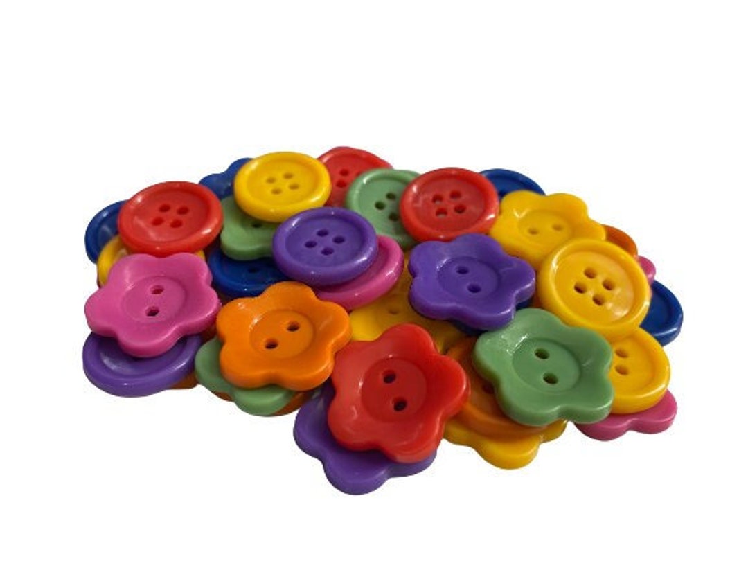 Mixed Rainbow Buttons for Kids, Bright Buttons for Preschool Crafts ...