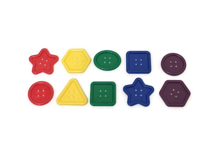 Pack of 10 Jumbo Buttons for Preschool Shaped Buttons for - Etsy