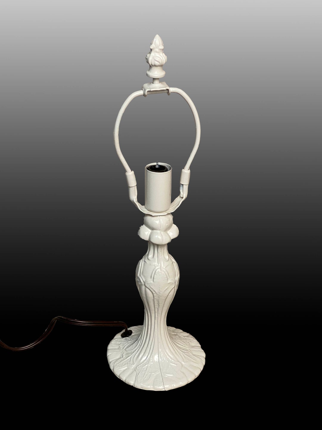 Lamp Base Only - Rare White Tiffany Style, Cast Metal, Small Base, H-7 ...