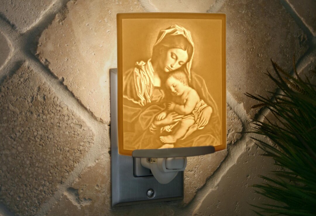 Mother Mary Night Light - Porcelain Lithophane "madonna and Child ...