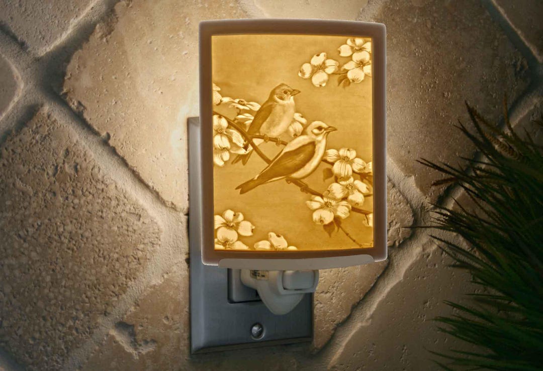 Songbird Night Light - Porcelain Lithophane "morning Song", Dogwood ...