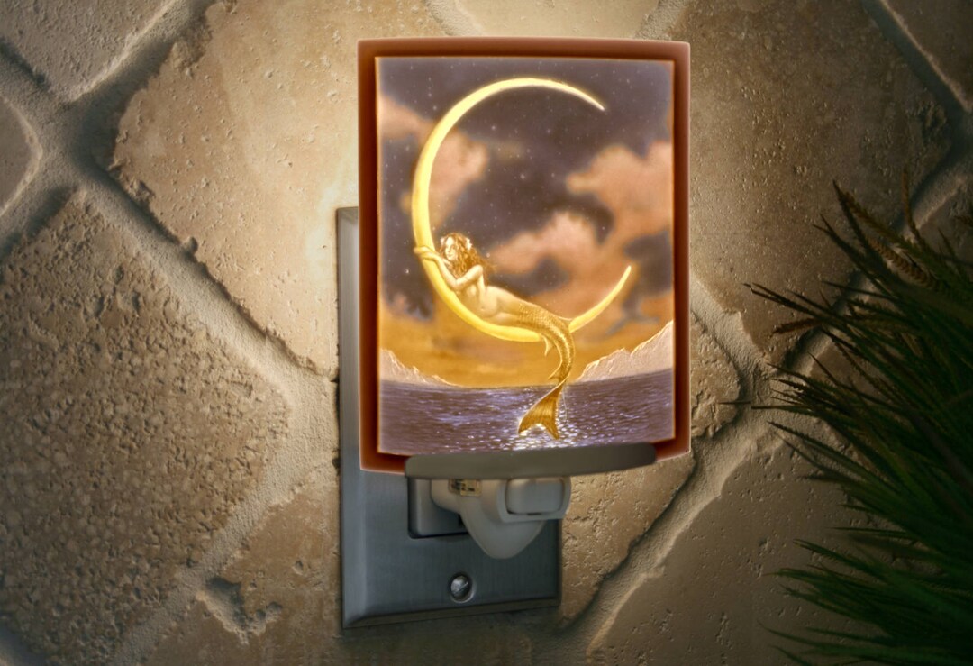 Mermaid Night Light - Porcelain Lithophane "mermaid on the Moon ...