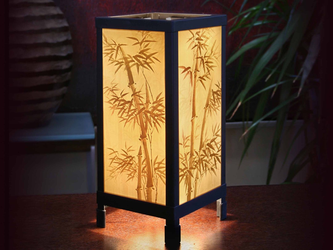 Bamboo Lithophane Lamp - Porcelain Luminaire Chinese, Japanese, Asian ...