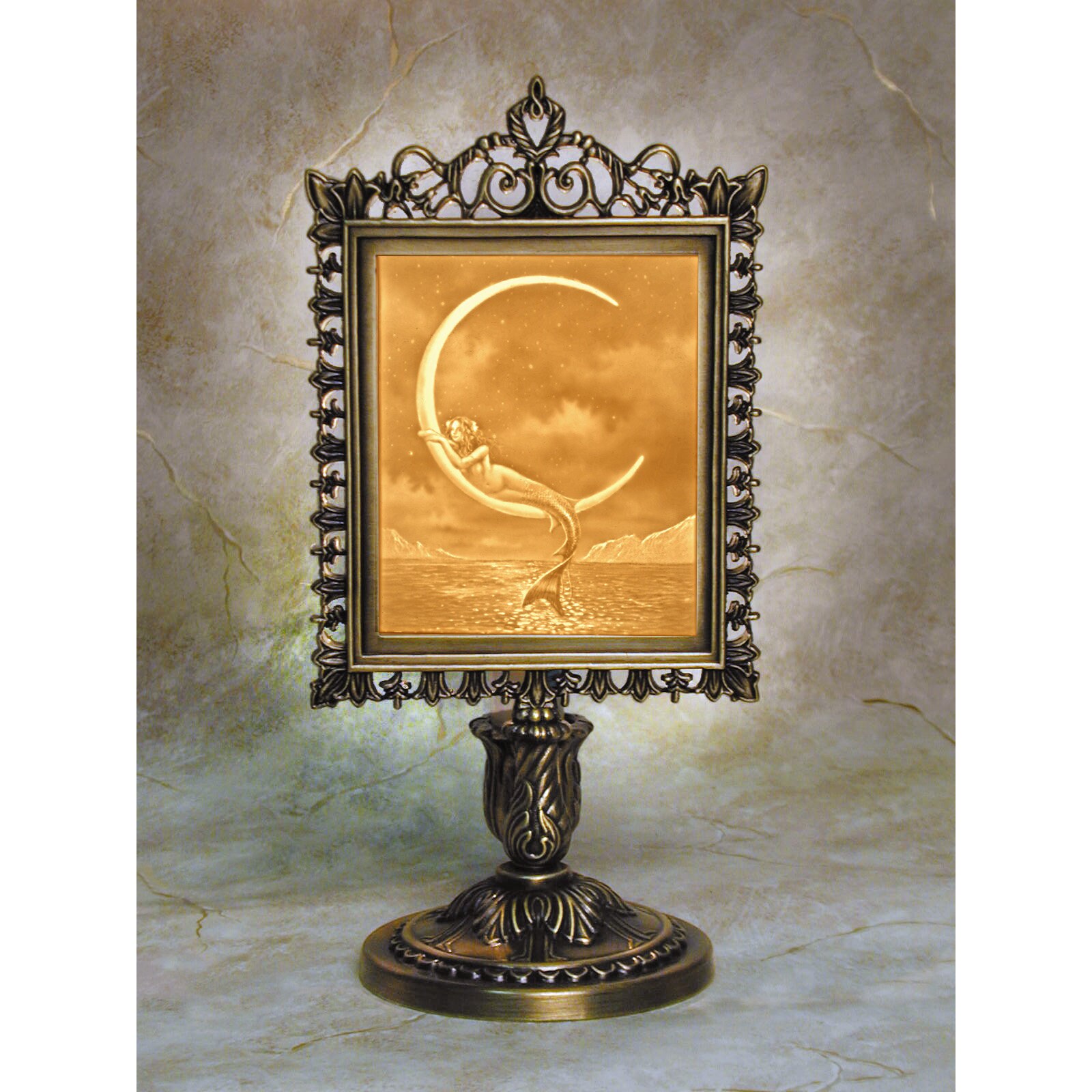 Mermaid & Moon Lithophane Lamp - Victorian Accent Lamp Porcelain ...