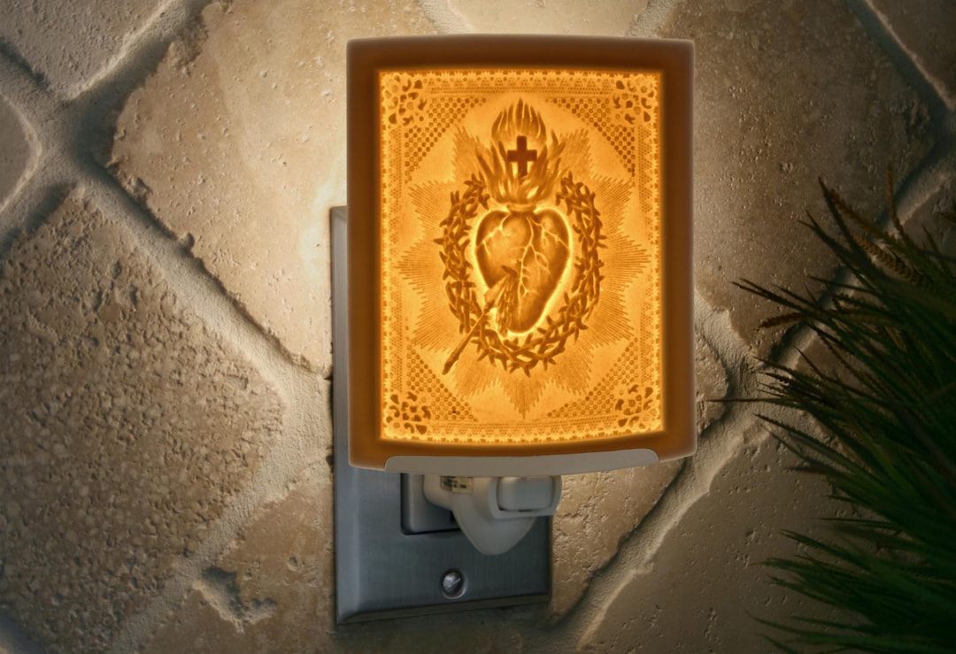 Sacred Heart Night Light - Porcelain Lithophane Christian, Catholic ...