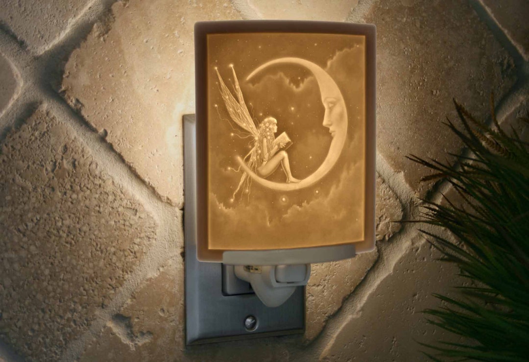 Story Fairy Night Light - Porcelain Lithophane - Fantasy, Moon Themed ...