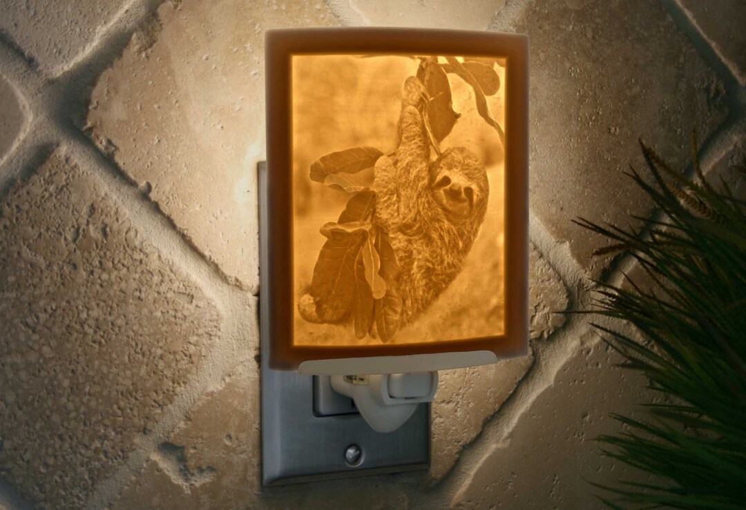 Sloth Night Light Porcelain Lithophane Nursery, Cute Animal Themed Wall ...