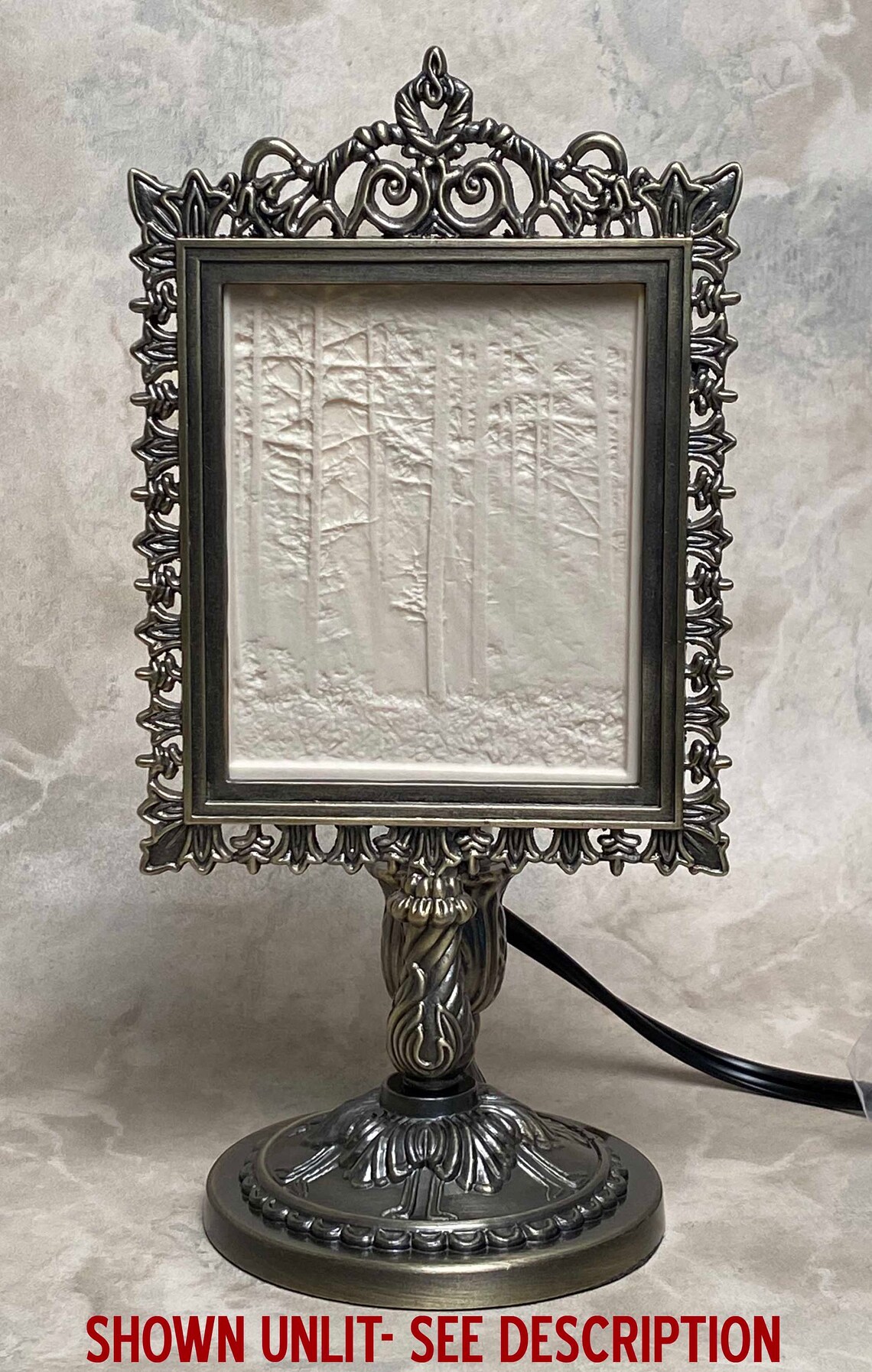 Lithophane Lamp - Victorian Accent Lamp "woodland Sunbeams" Colored ...