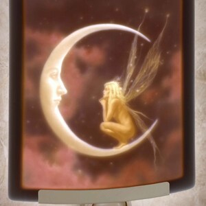 Fairy Night Light Porcelain Lithophane fairy Moon Colored Fantasy, Moon ...
