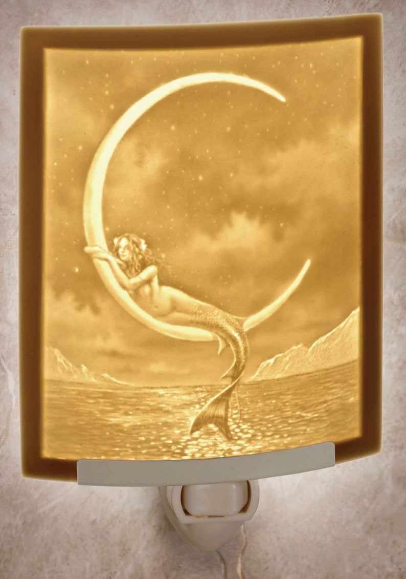 Mermaid Night Light Porcelain Lithophane mermaid and - Etsy