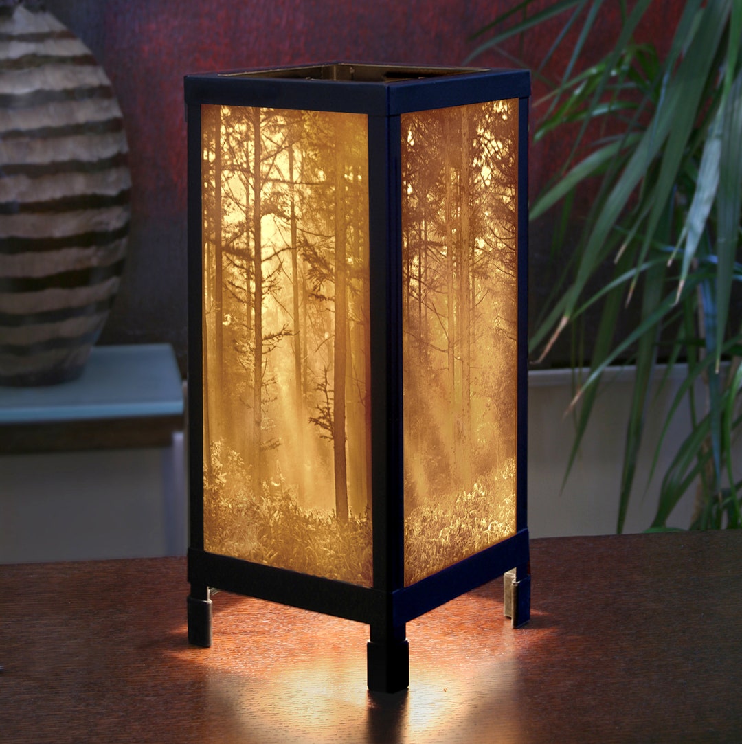 Forest Lithophane Lamp - Porcelain Accent Lamp "woodland Sunbeams ...