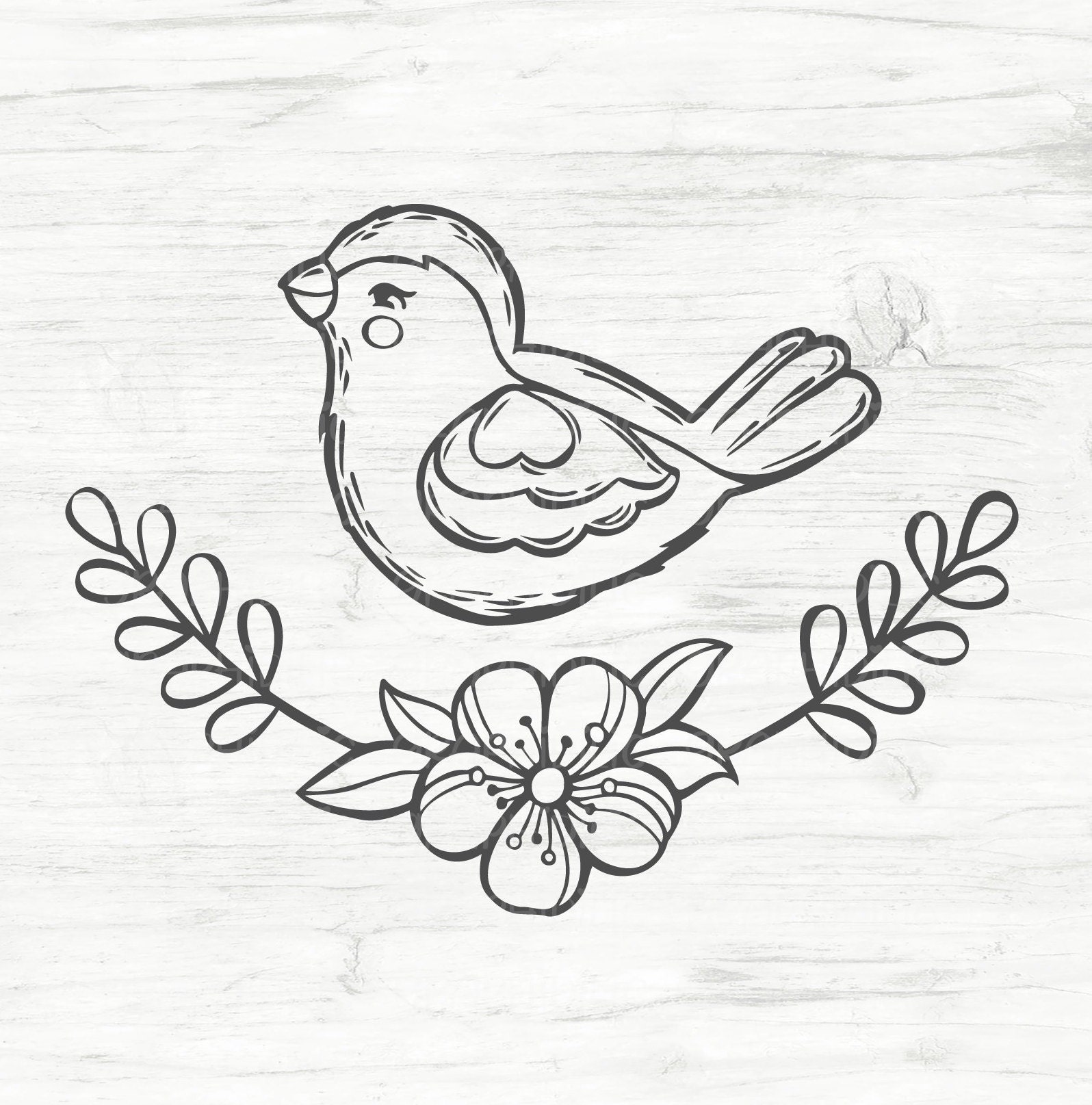 Cute Bird and Flower SVG PNG, Flower Svg, Bird Cut File, Happy Easter ...