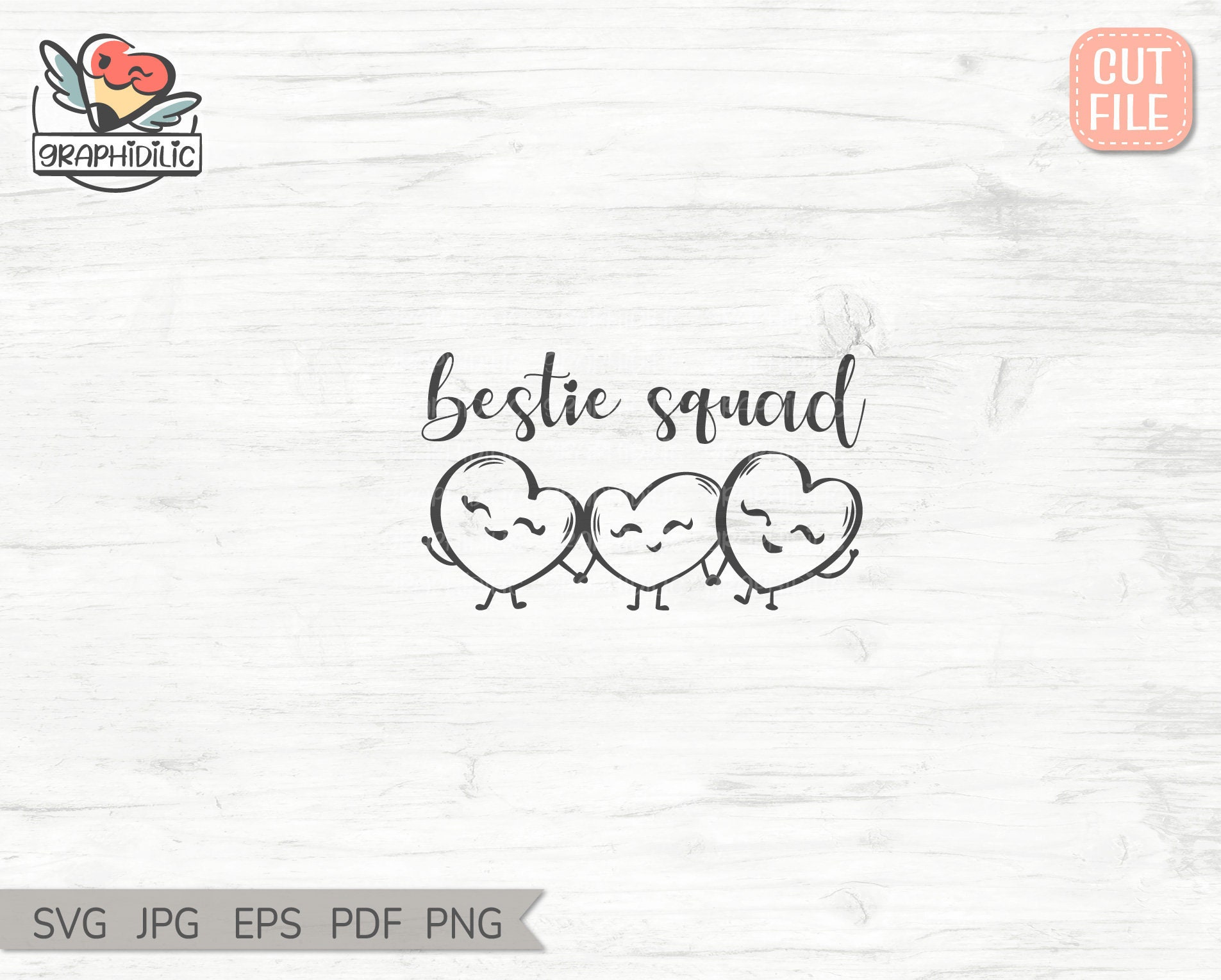 Bestie Squad SVG Png, Three Best Friends Png, Valentines, 3 Best ...