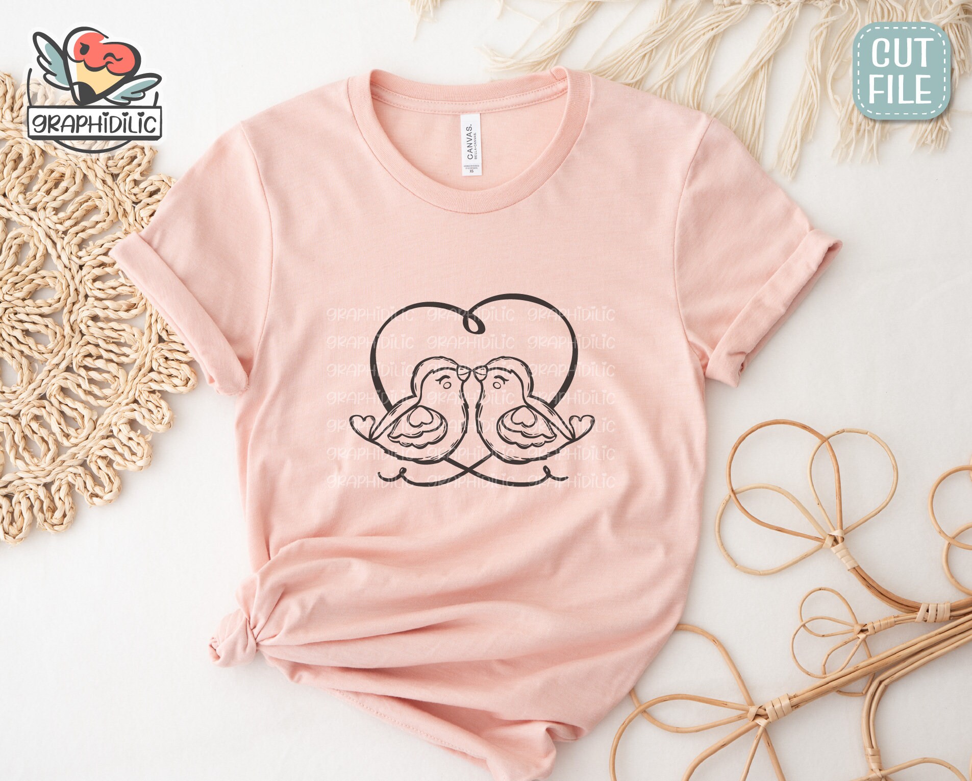 Birds and Heart SVG Png, Birds Heart SVG, Valentine's Day PNG, Bird ...