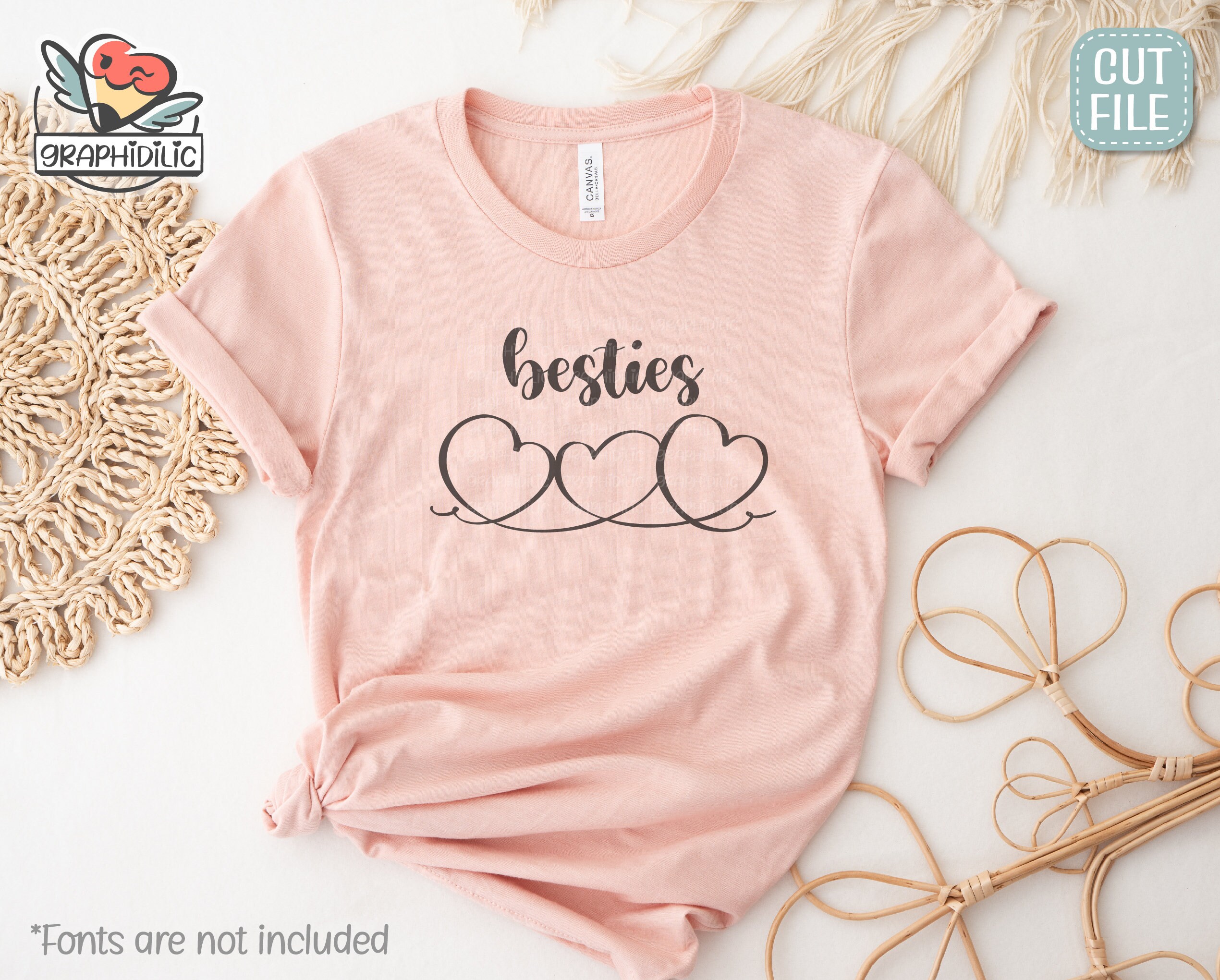 Besties Svg PNG, Three Best Friends Png, Friend Svg, Hearts Svg ...