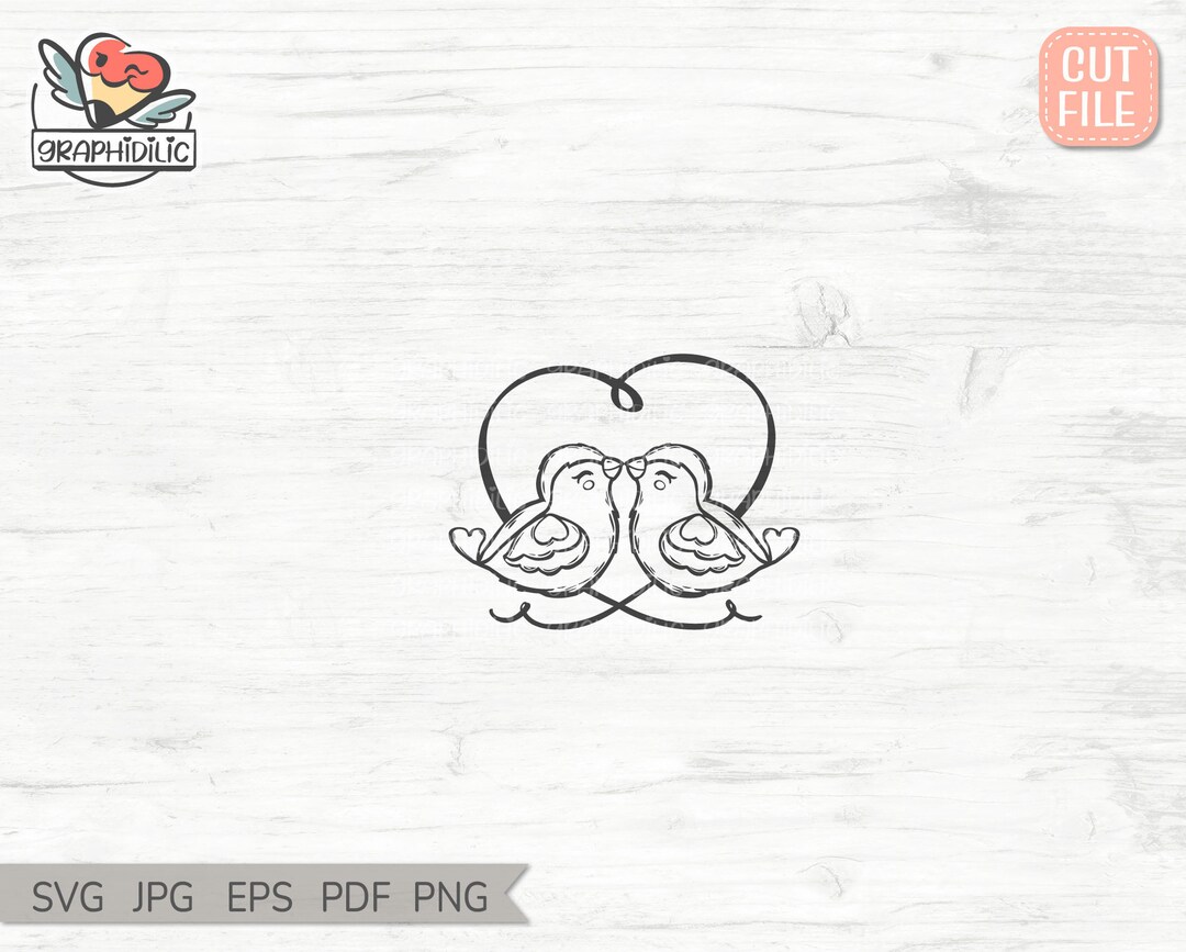 Birds and Heart SVG Png, Birds Heart SVG, Valentine's Day PNG, Bird ...