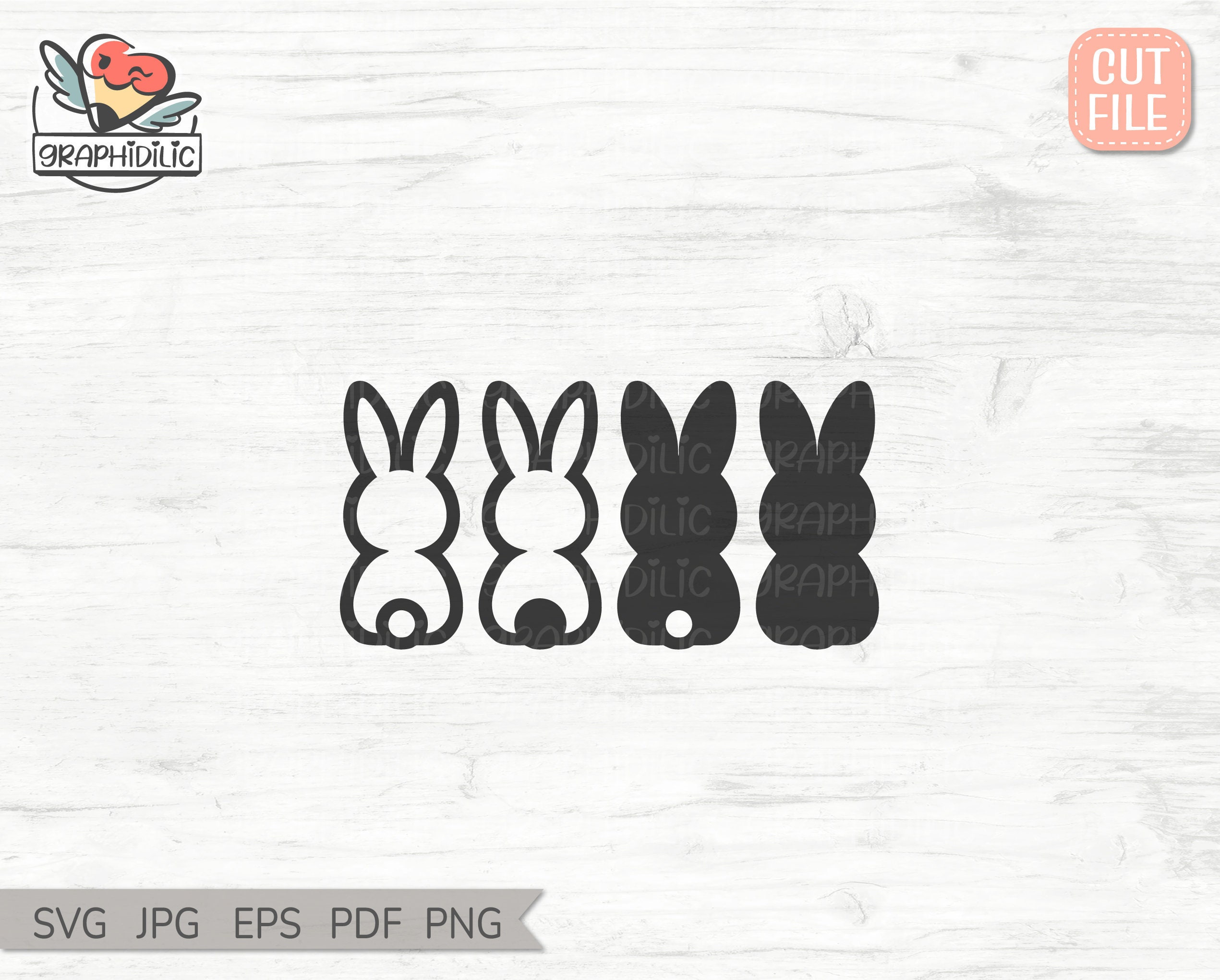 Easter Bunny Outline Shape SVG Digital Download Easter Clipart ...