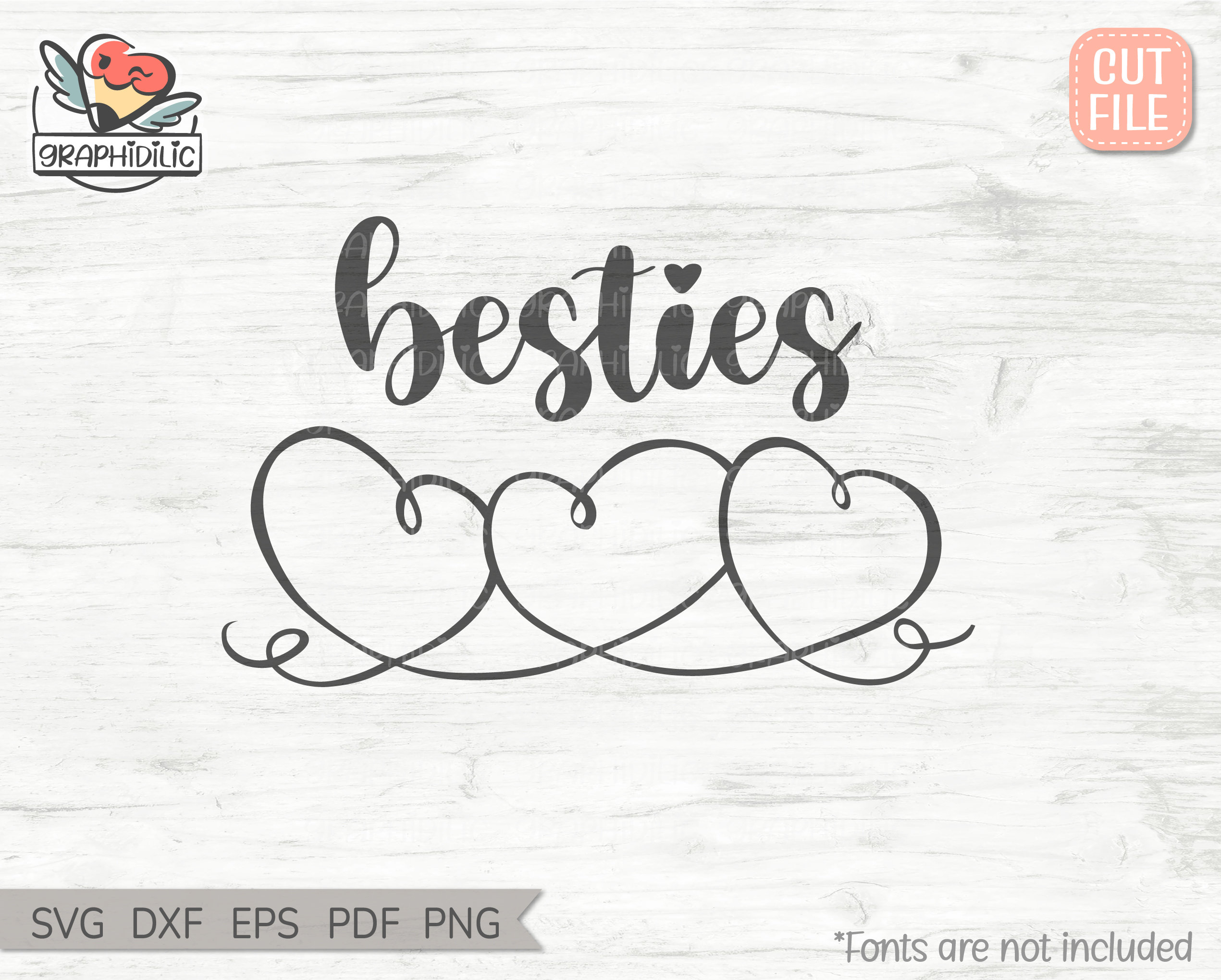 Besties SVG Png, Three Best Friends Svg,hearts Svg,friendship Svg ...