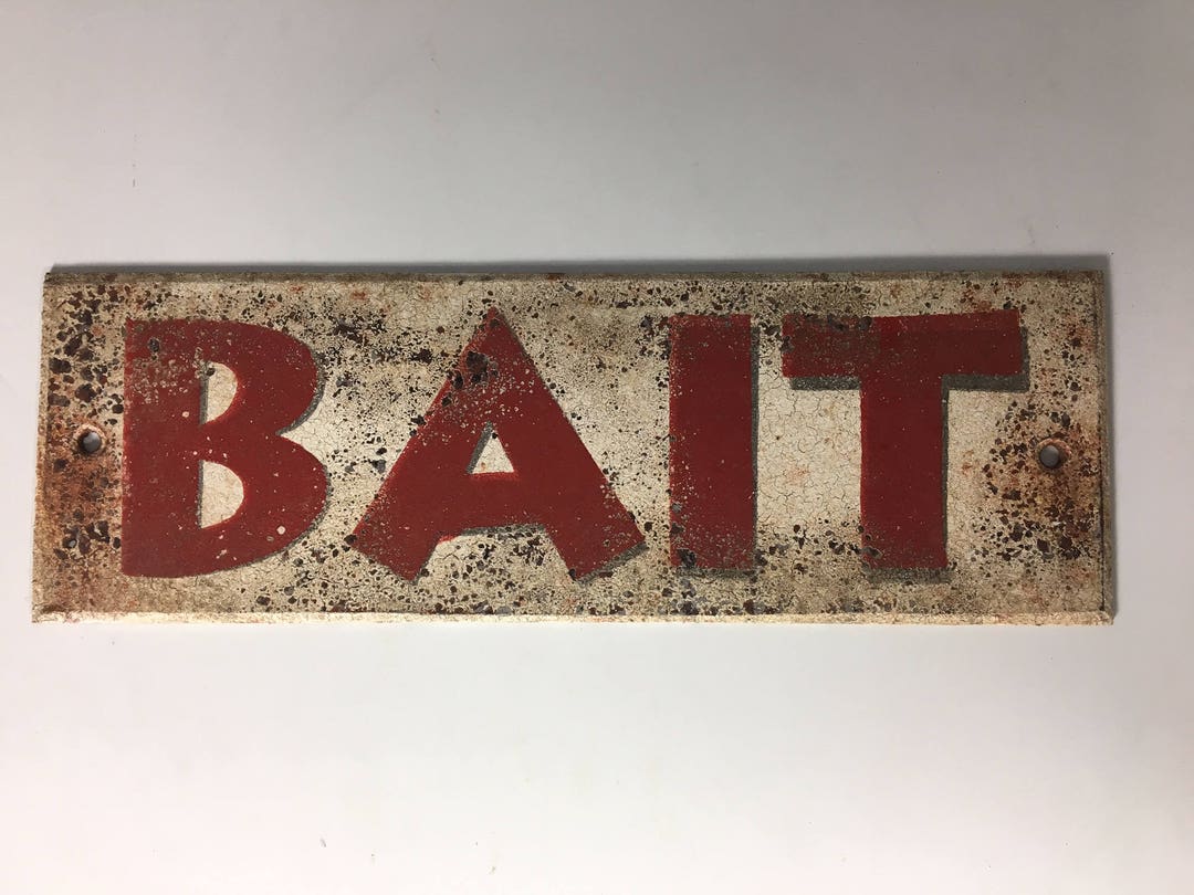 BAIT Vintage Faux Tin Fishing Cabin Sign - Etsy