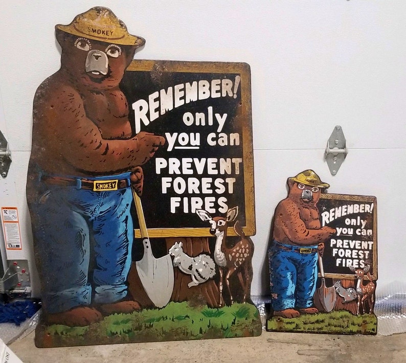 SMOKEY THE BEAR Vintage Faux Metal Sign - Etsy