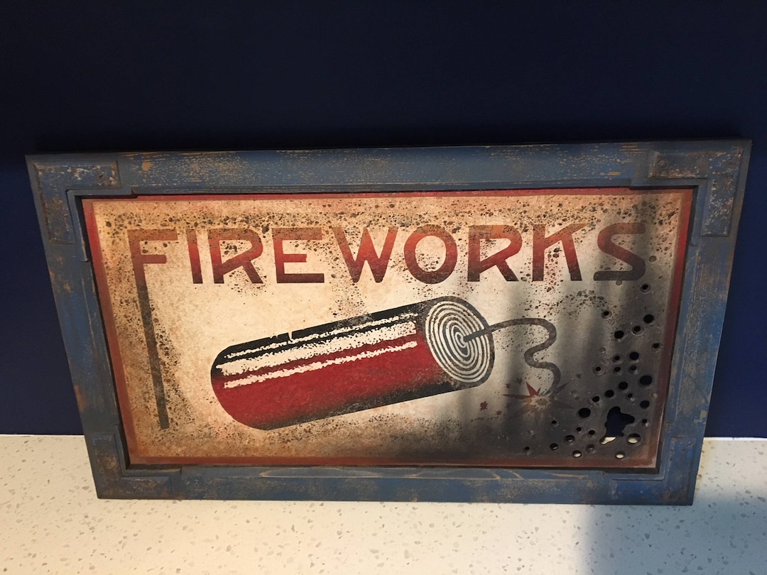 Fireworks USA Vintage Faux Tin Sign Framed in Wood Cabin Signage - Etsy