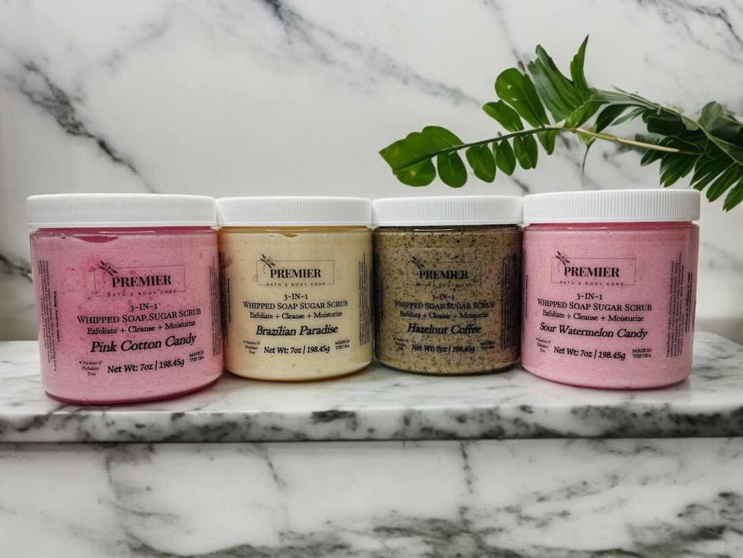 Whipped Sugar Scrub Soaps, Moisturizing Body Scrub Soaps, 3-in-1 ...