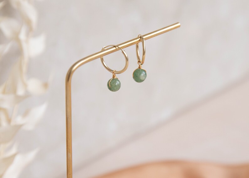 Orbit Sterling Silver Jade Hoops Simple 15mm Small Hoop | Etsy