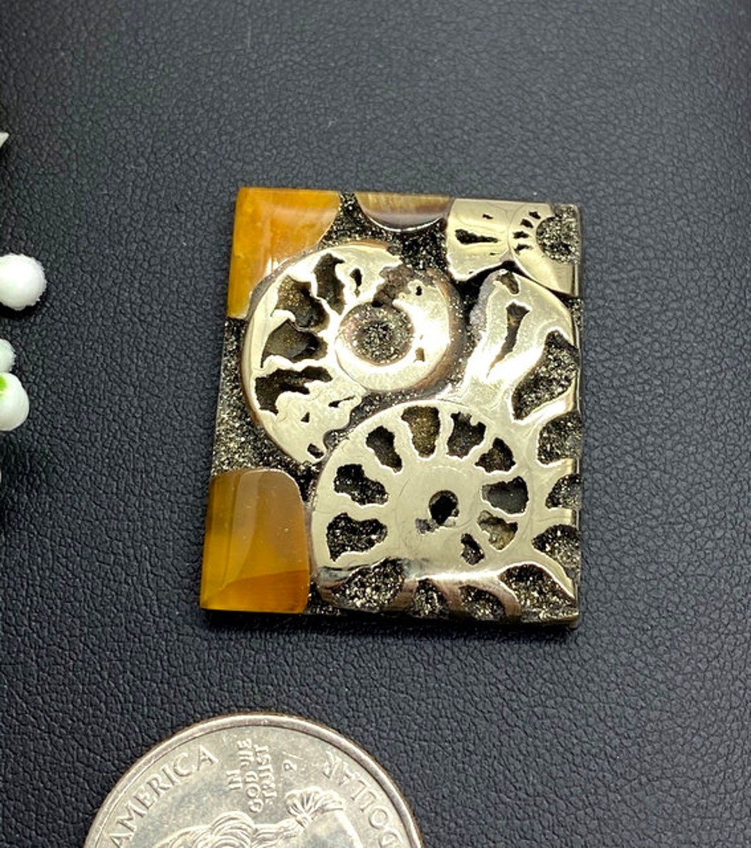 Mosaic Ammonite Cabochon With Pyrite Ammonite Cabochon Designer ...