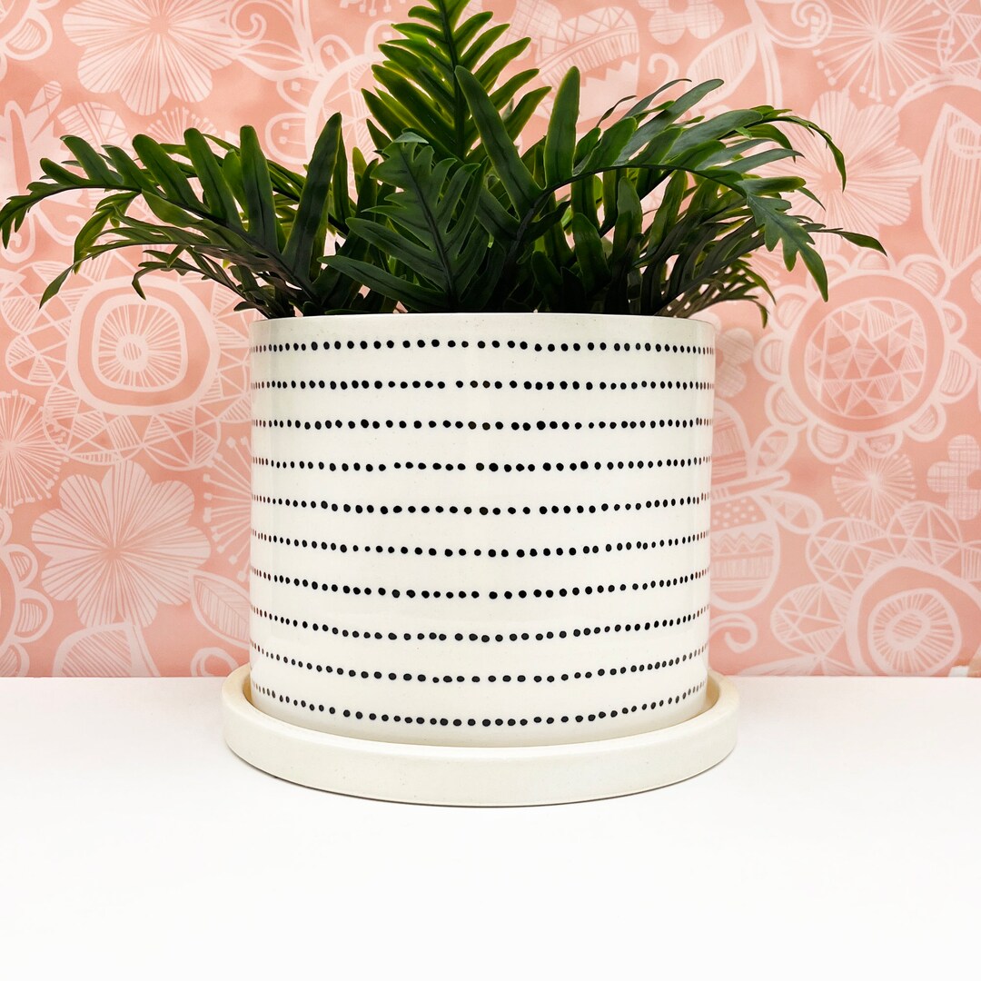 Dotted Stripe Ceramic Planter-large - Etsy